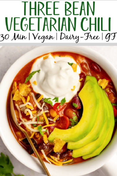 3 Bean Vegetarian Chili (Gluten-Free, Dairy-Free, Vegan) - Healthy ...